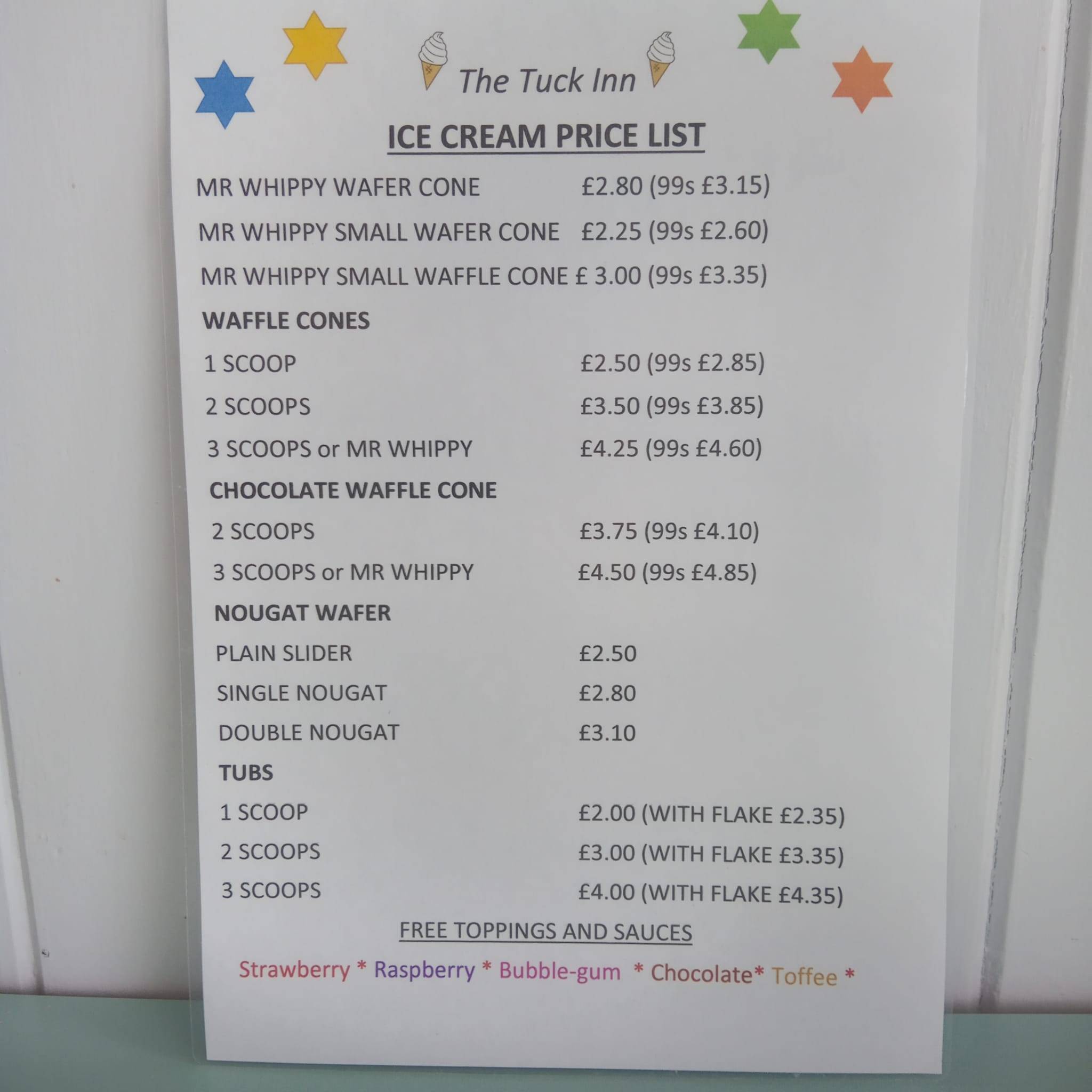 Menu at The Tuck Inn restaurant, Edzell