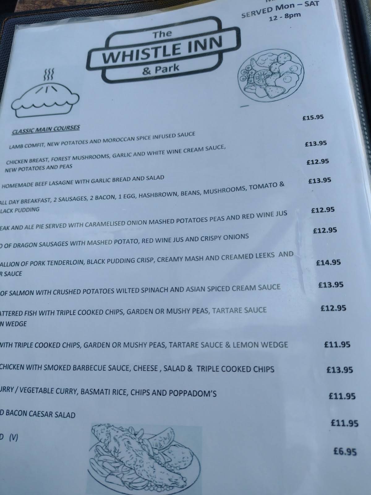 Menu at The Whistle Inn and Park pub & bar, Blaenavon