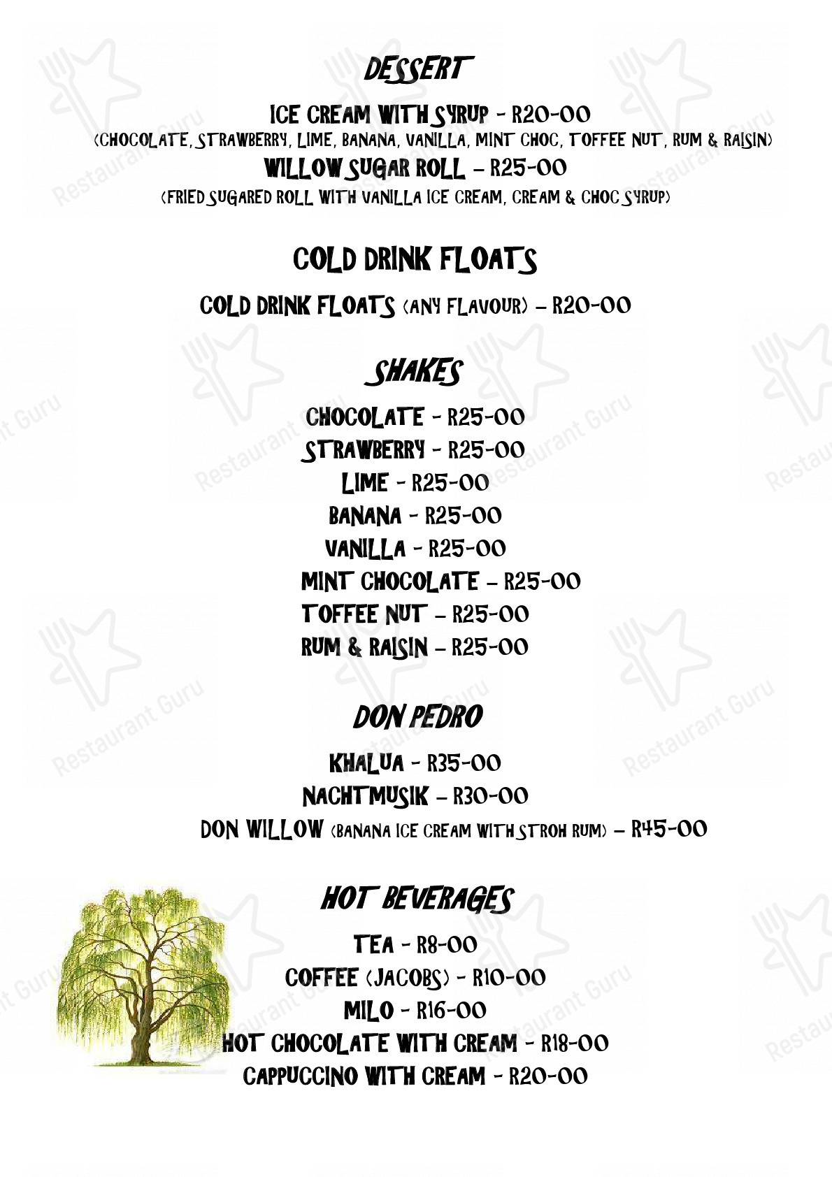 Menu at The Willow Tree Pub & Grill, Akasia