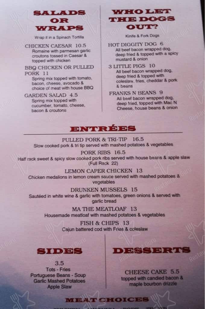 Menu at The Twisted Pig Bar and Grill, Modesto