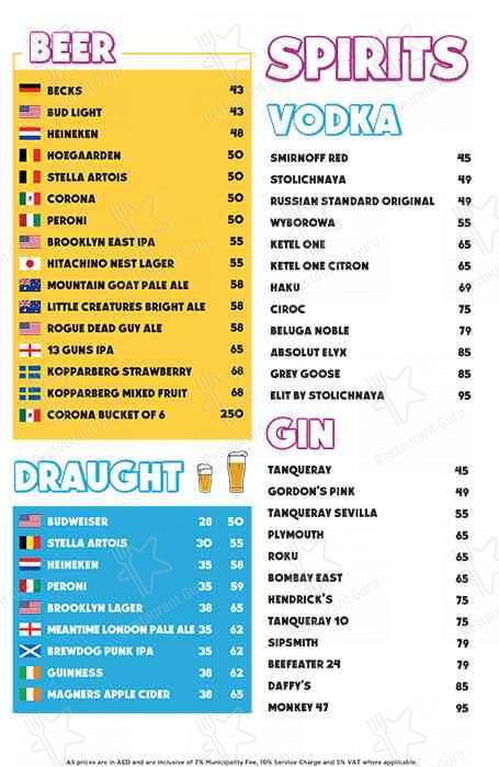 Menu at Wavehouse Dubai restaurant, Dubai, Ground Floor، Atlantis The ...