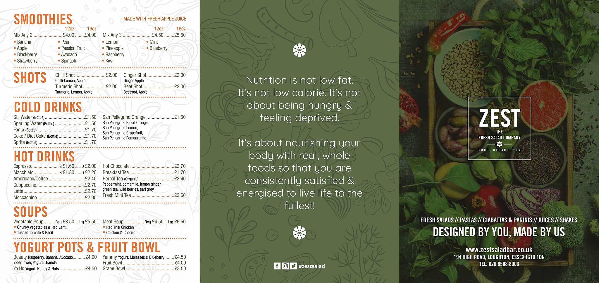 Menu at Zest Salad Bar, Loughton, 194 High Rd