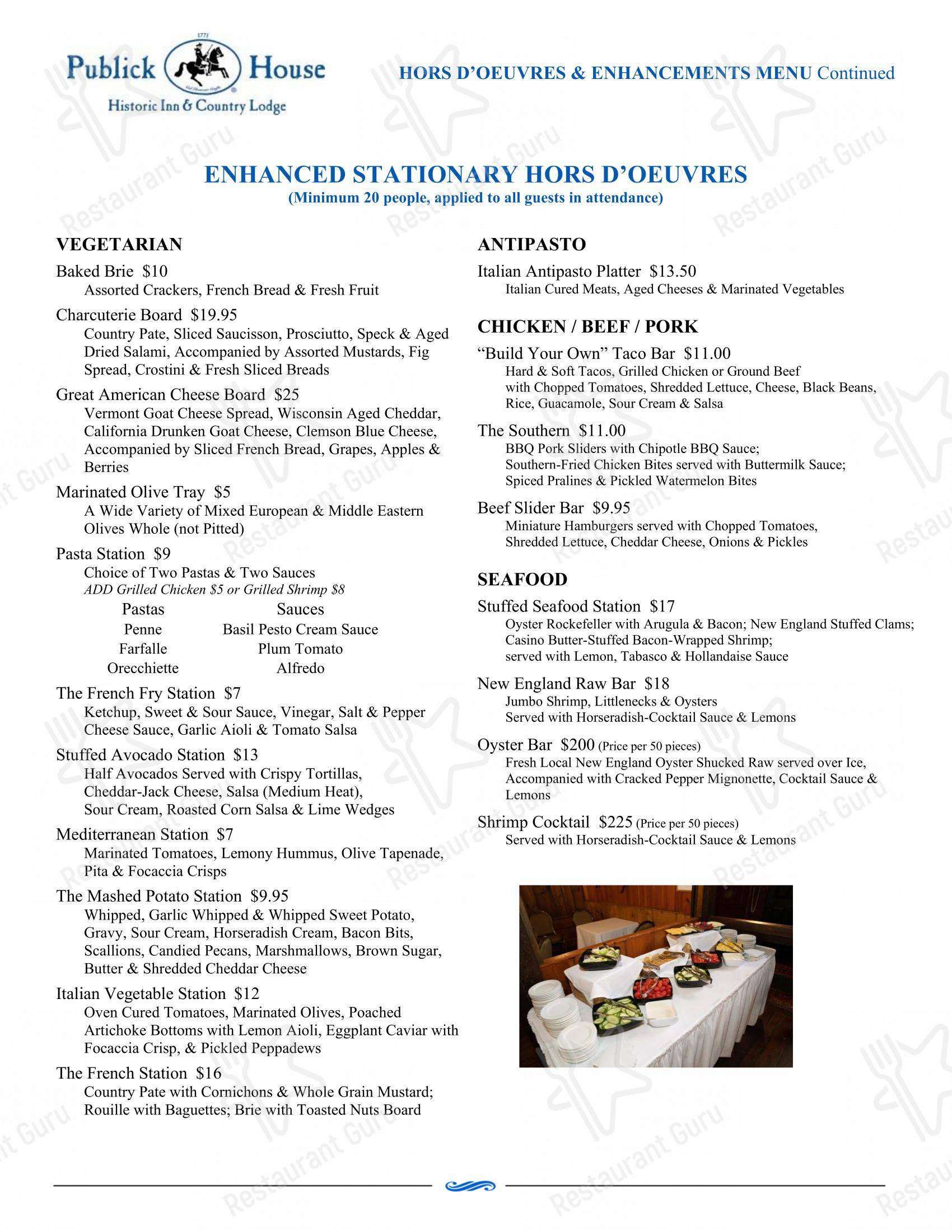 Menu at Publick House Historic Inn, Sturbridge