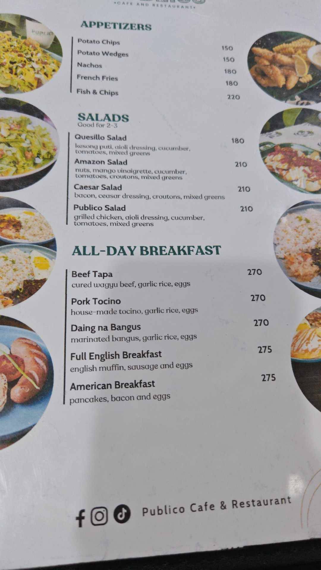 Menu at Publico, Trece Martires