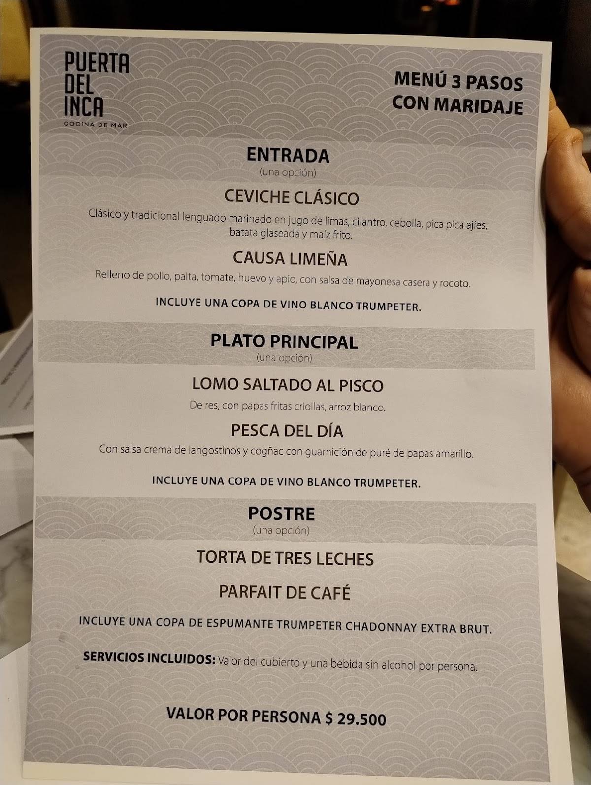 Carta del restaurante Puerta del Inca - Comida Peruana, Buenos Aires