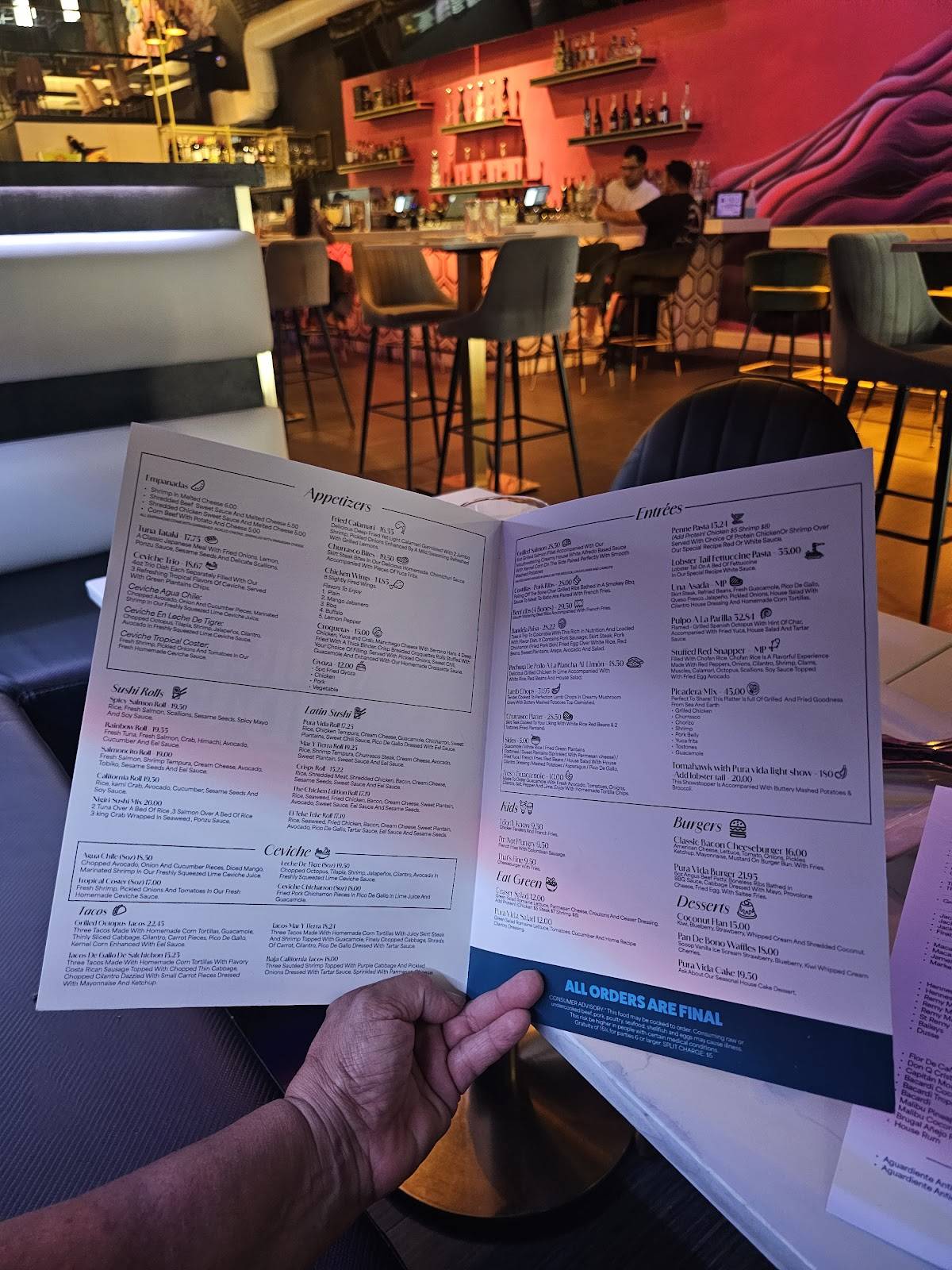 Menu at Pura Vida Cocktail Bar Restaurant, Greensboro