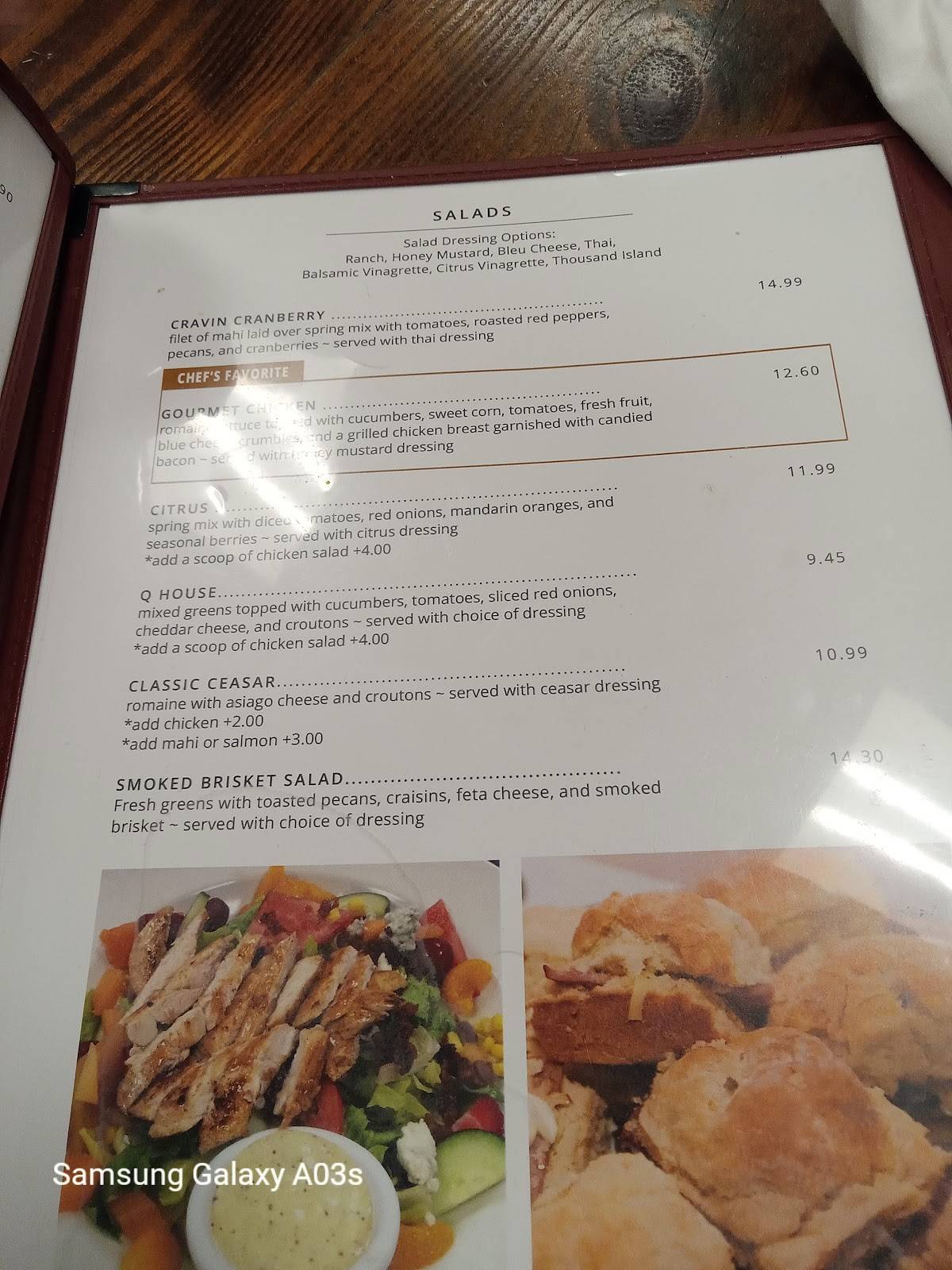 Menu at Q Cafe, Thomasville