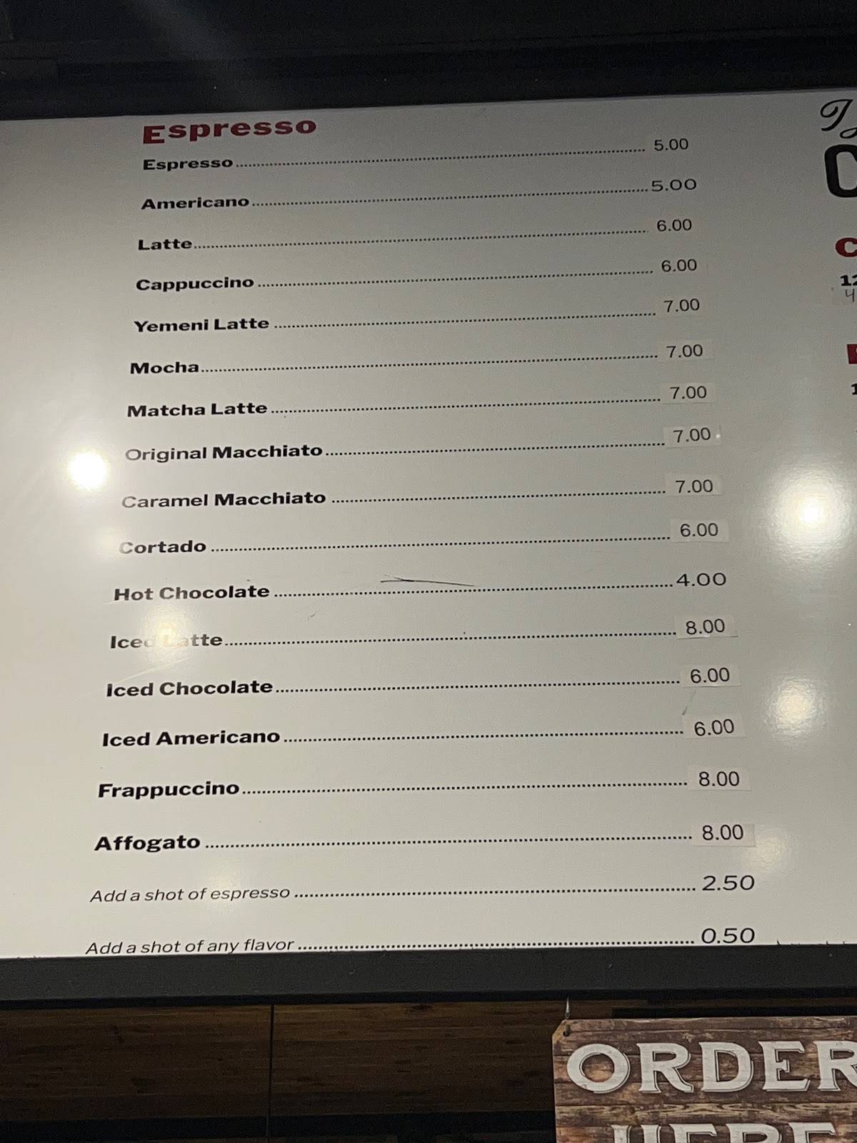 Menu at Qahwah House cafe, New York City