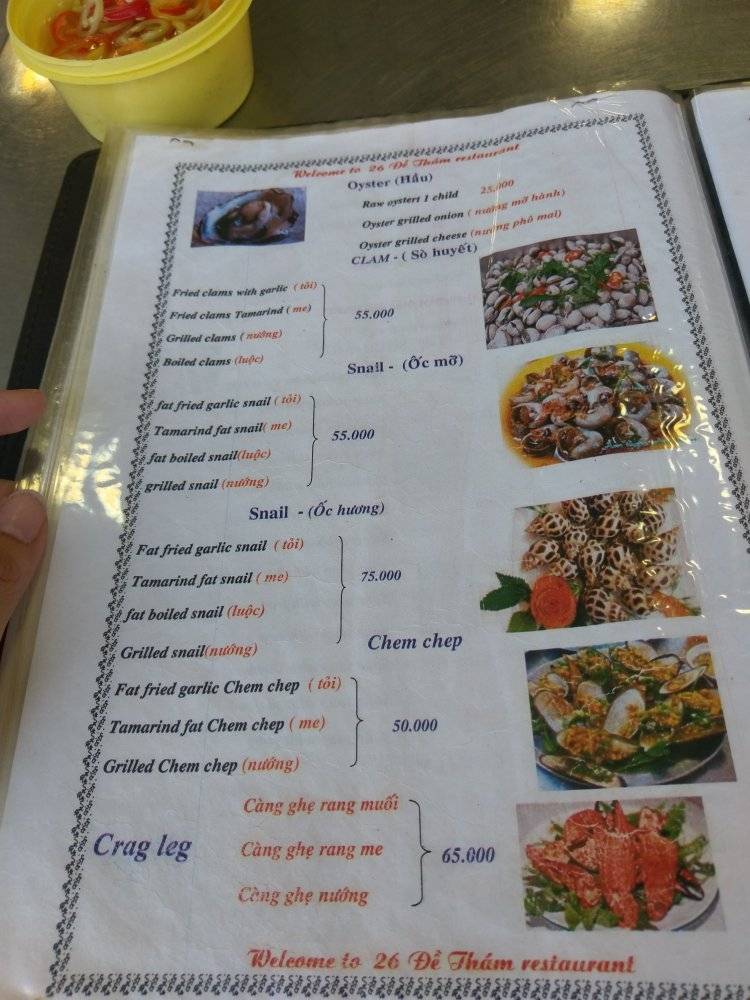 Menu at Quán Ăn 33 Đề Thám restaurant, Ho Chi Minh City
