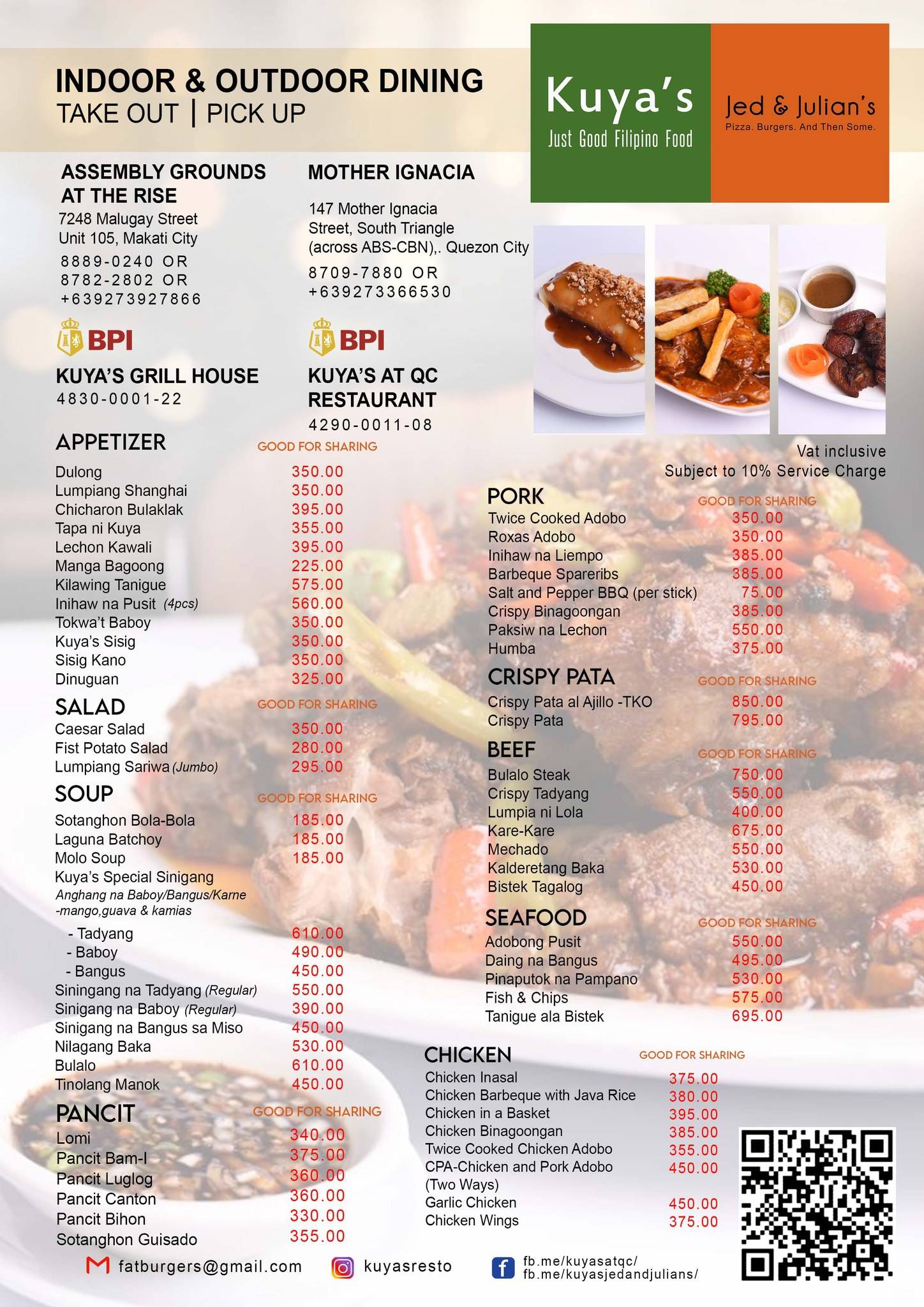 Menu at Kuya's at QC restaurant, Quezon City, J2RP+7CM