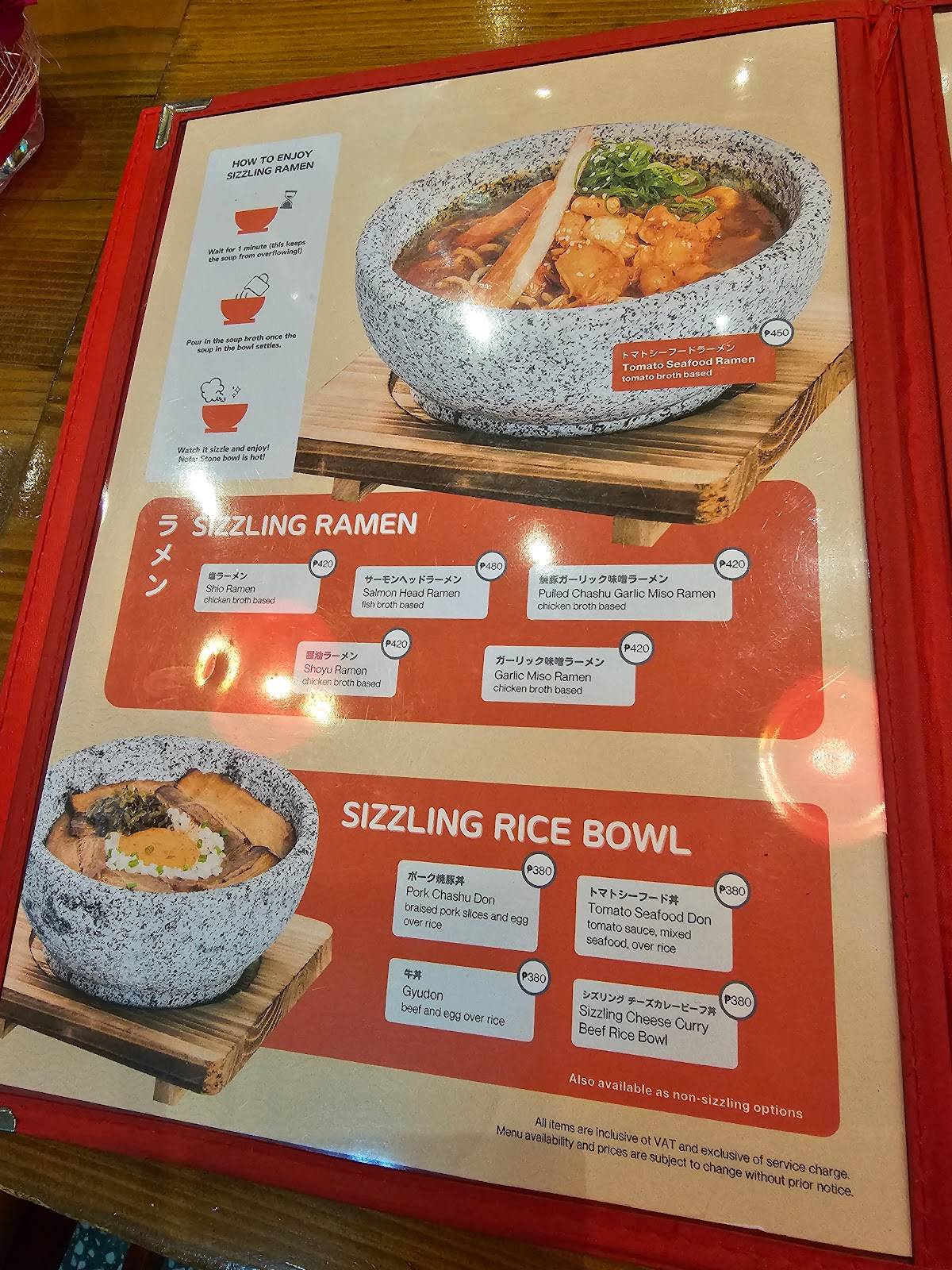 Menu at Yanzi restaurant, Quezon City