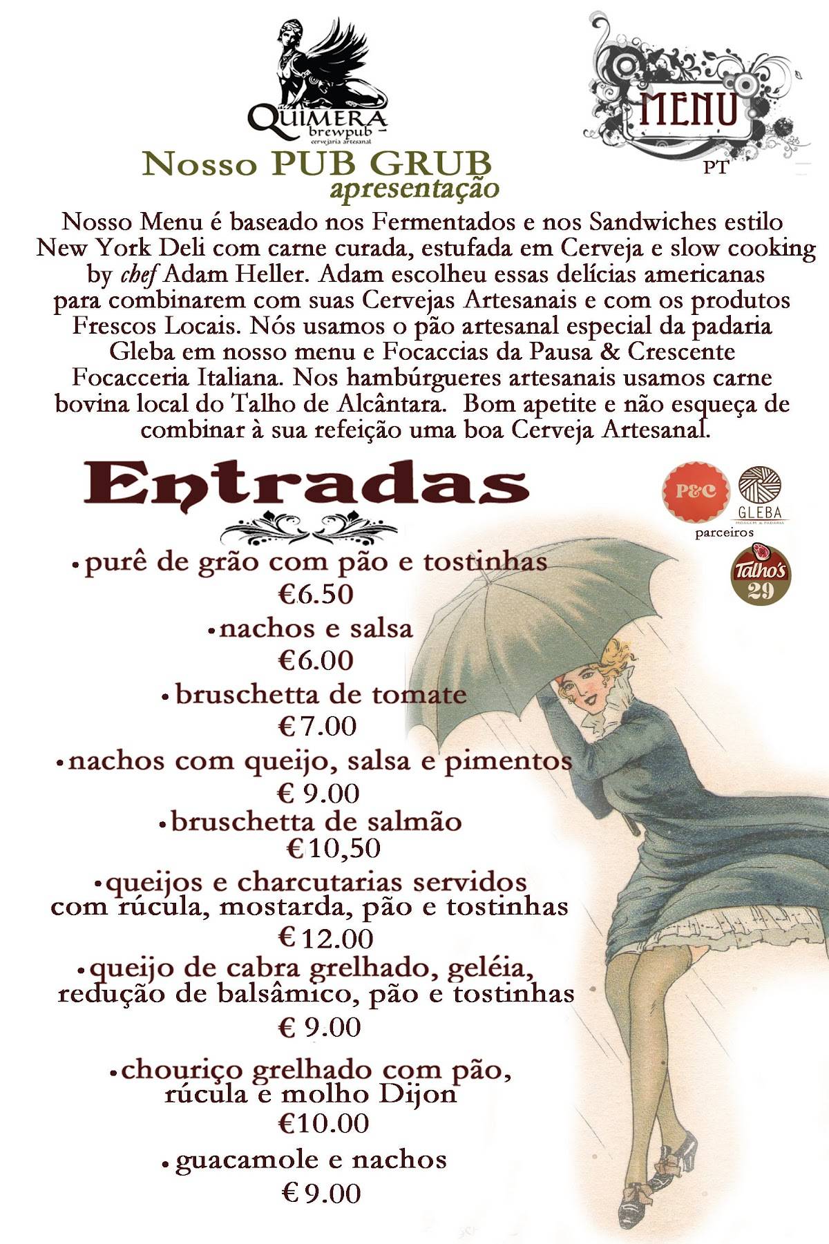 Menu em Quimera Brewpub, Lisboa