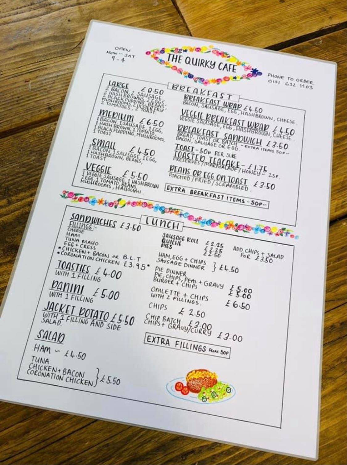 Menu at The Quirky Cafe Community Hub, Meols