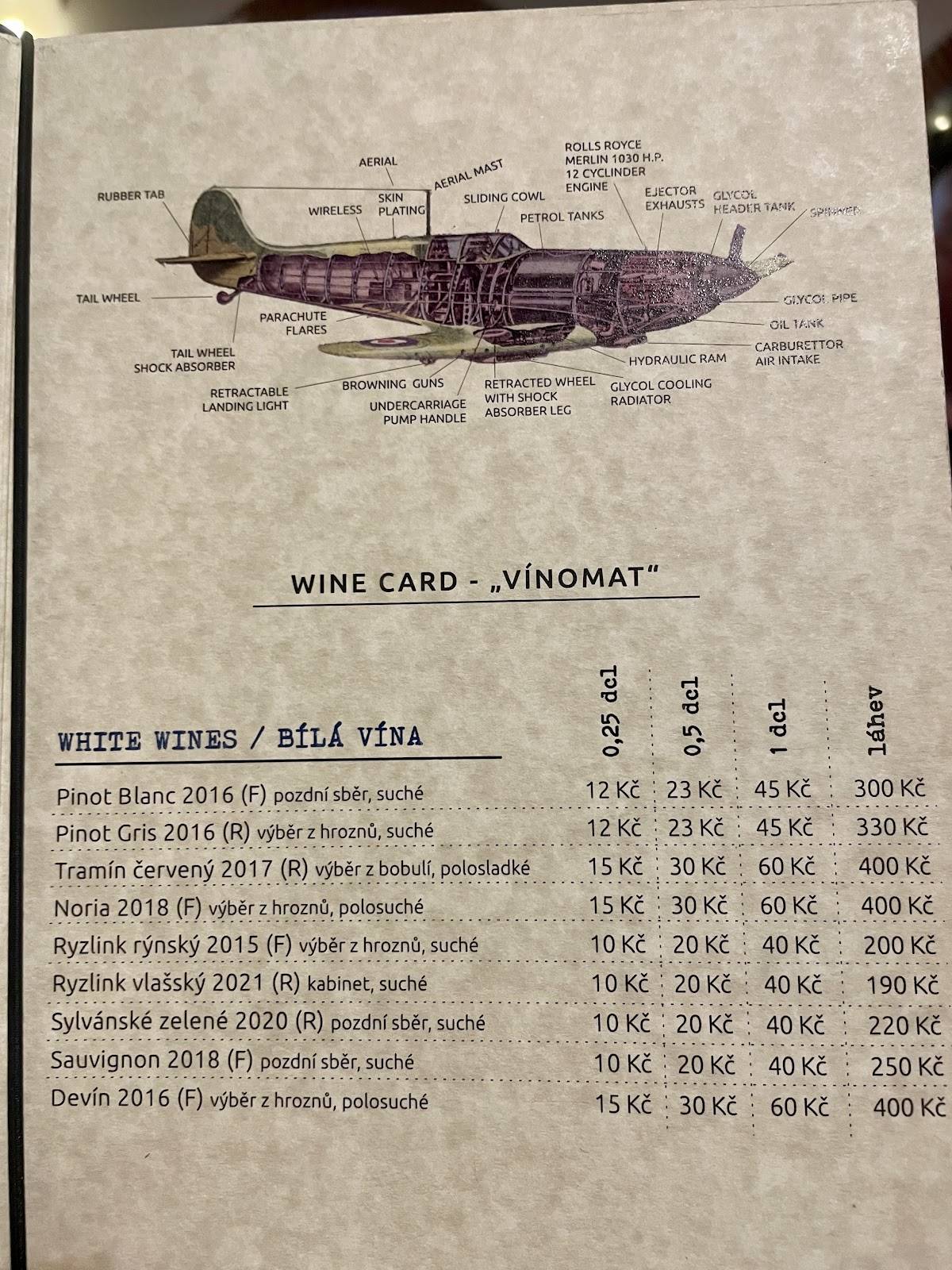 Menu at RAF House restaurant, Ivancice