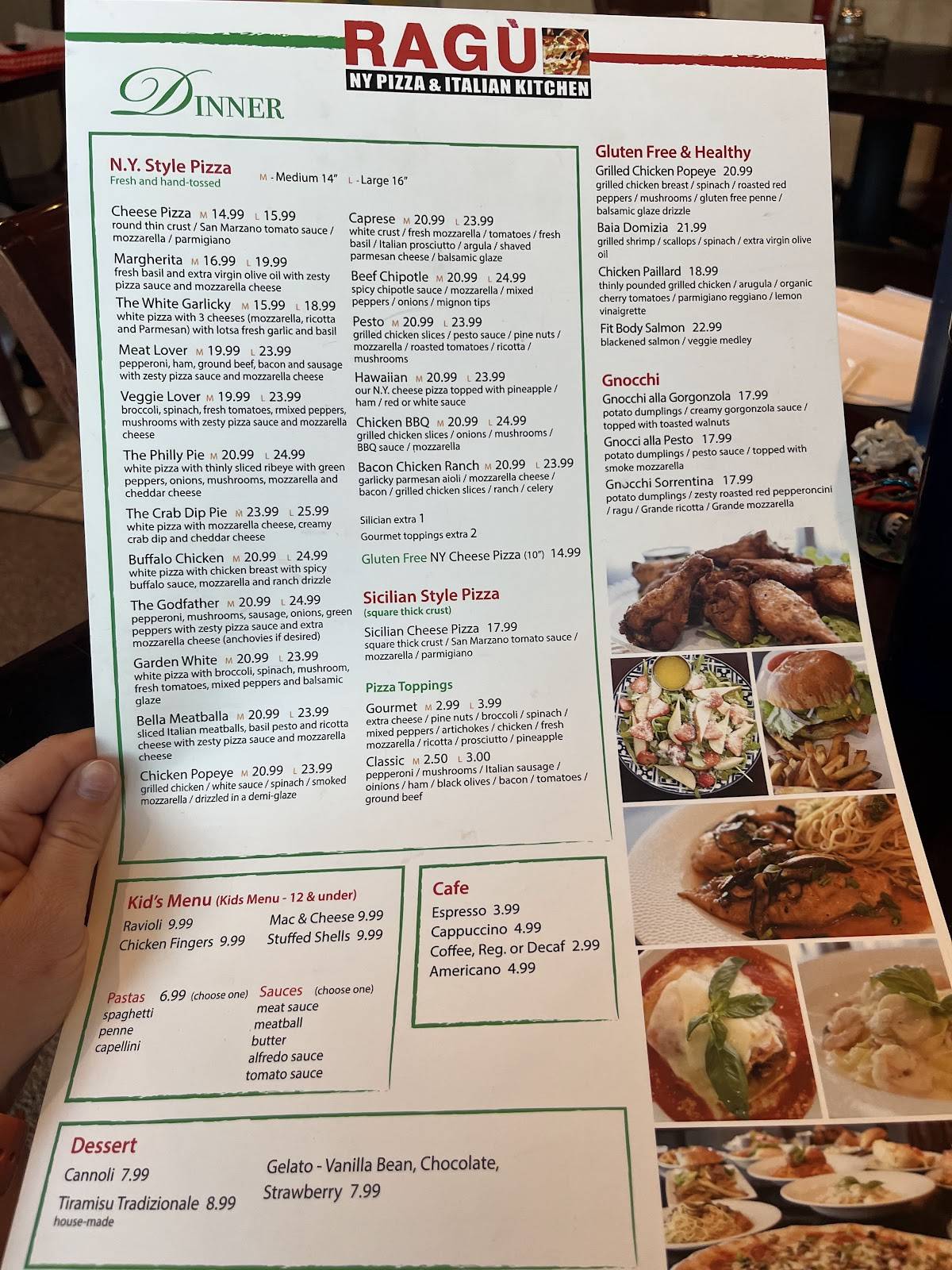 Menu at RAGU NY PIZZA & ITALIAN KITCHEN pizzeria, Glenwood