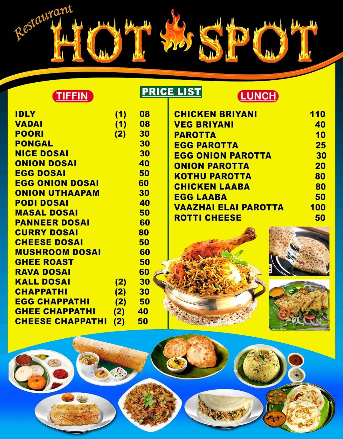 Menu at RESTAURANT HOT SPOT, Avadi