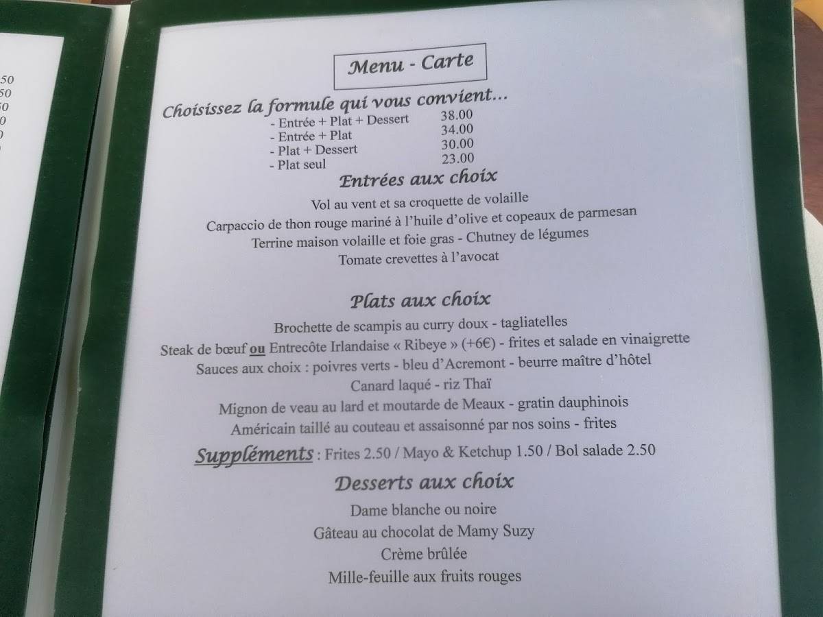Menu au RESTAURANT -TAVERNE "AUX PETITS BOUCHONS", Herbeumont, Rue de ...