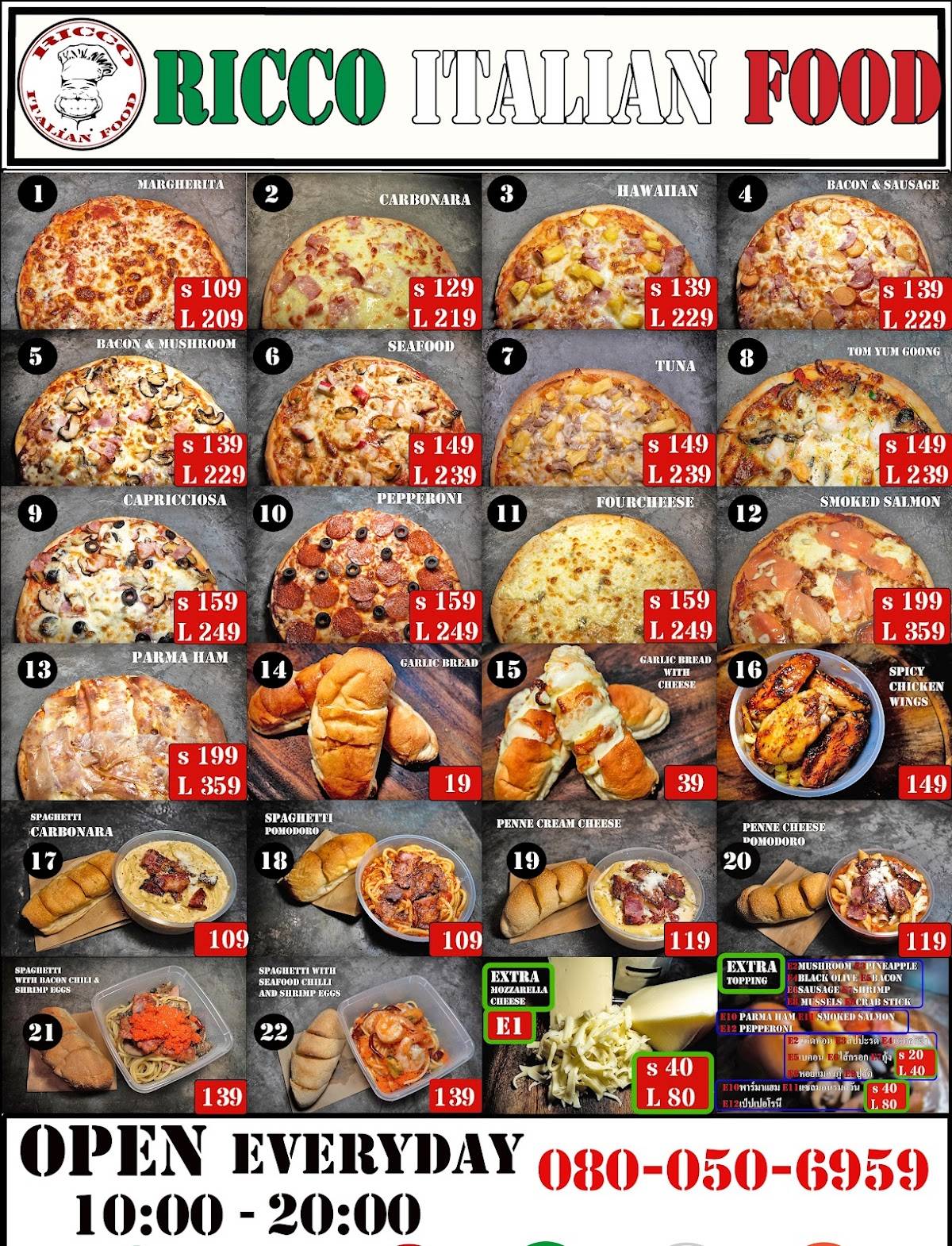 Menu at RICCO ITALIAN FOOD restaurant, Bangkok