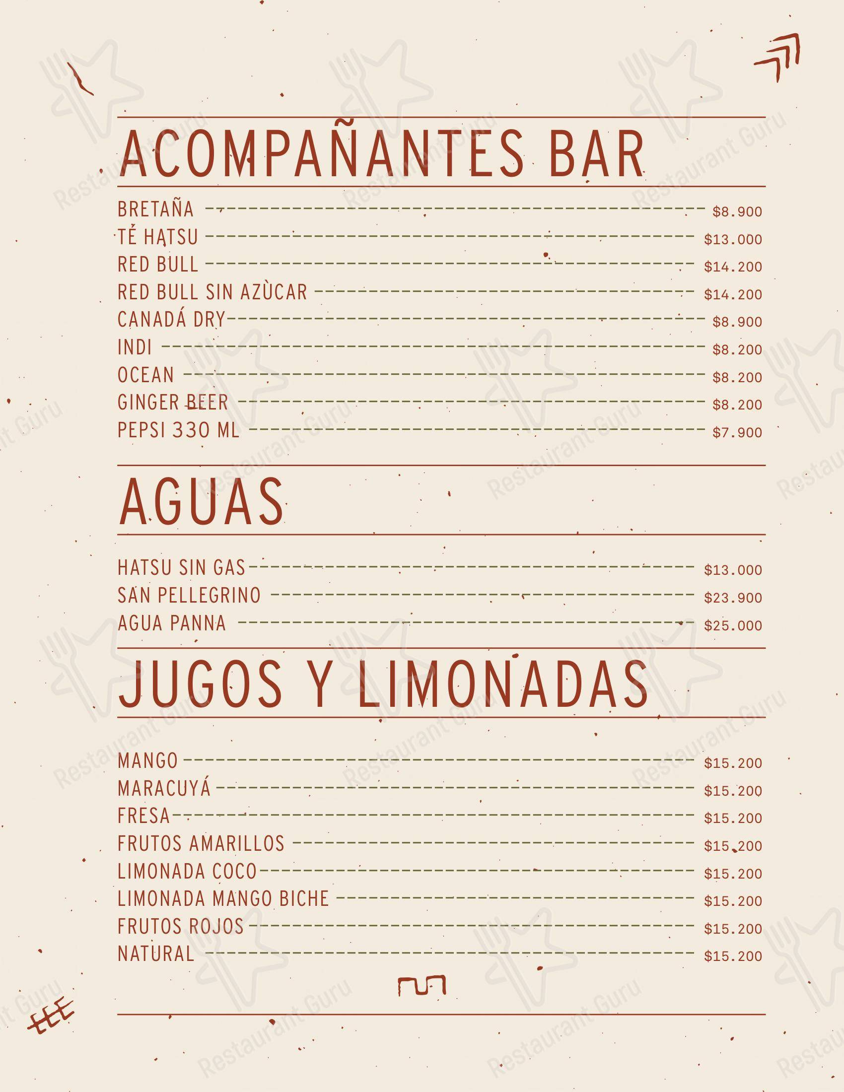 Menu at RITWAL mesa & mística restaurant, Medellín