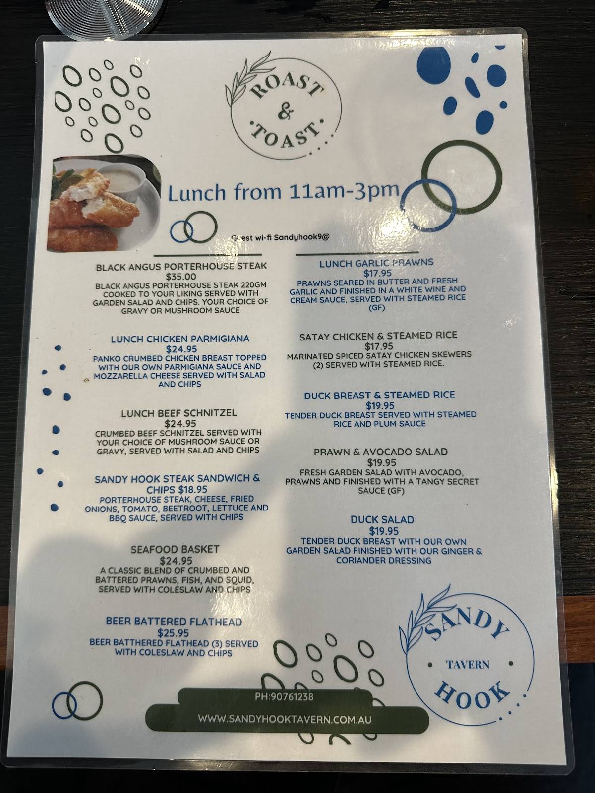 Menu at ROAST AND TOAST LUNCH BAR AND CAFE, Esperance