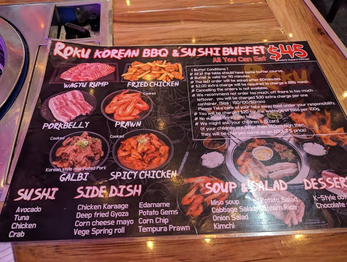 Menu at ROKU Sushi & Korean BBQ Bar, Coomera, Shop 2 Coomera East S.C