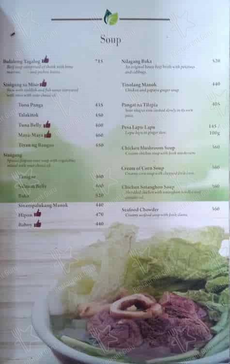 Menu at RSM Lutong Bahay restaurant, Tagaytay, Aguinaldo Highway ...