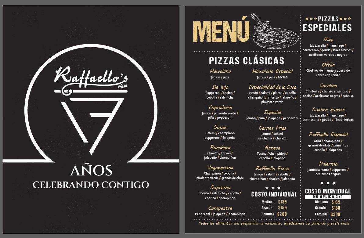 Carta del restaurante Raffaello's Pizza, Tlaxiaco