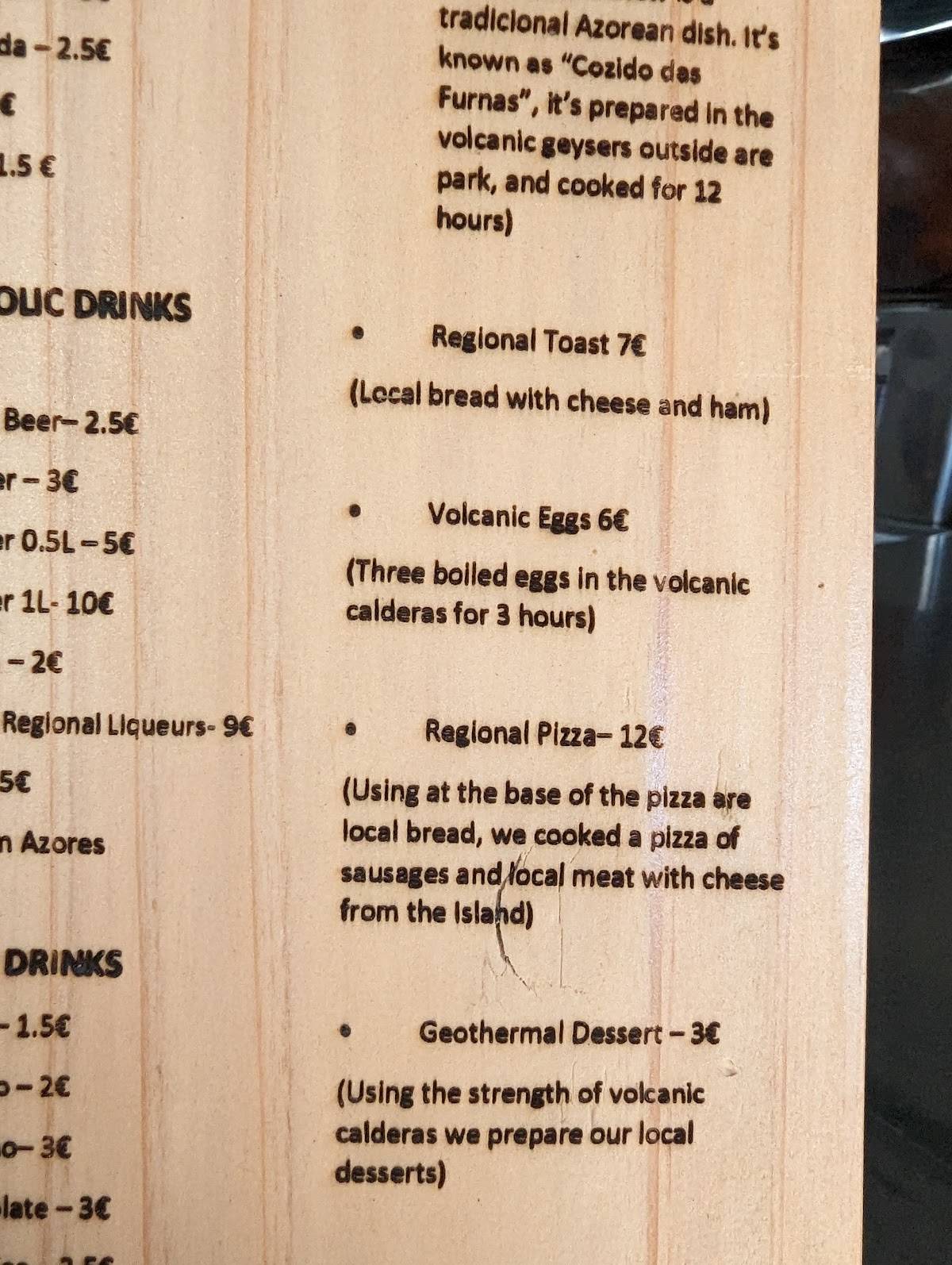 Menu at Railway Bar, Portugal
