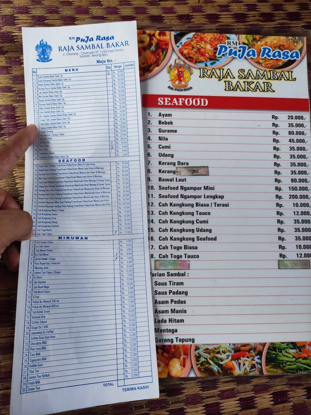 Menu at Raja Sambal - RS. Puja Rasa Cikarang restaurant, Bekasi Regency