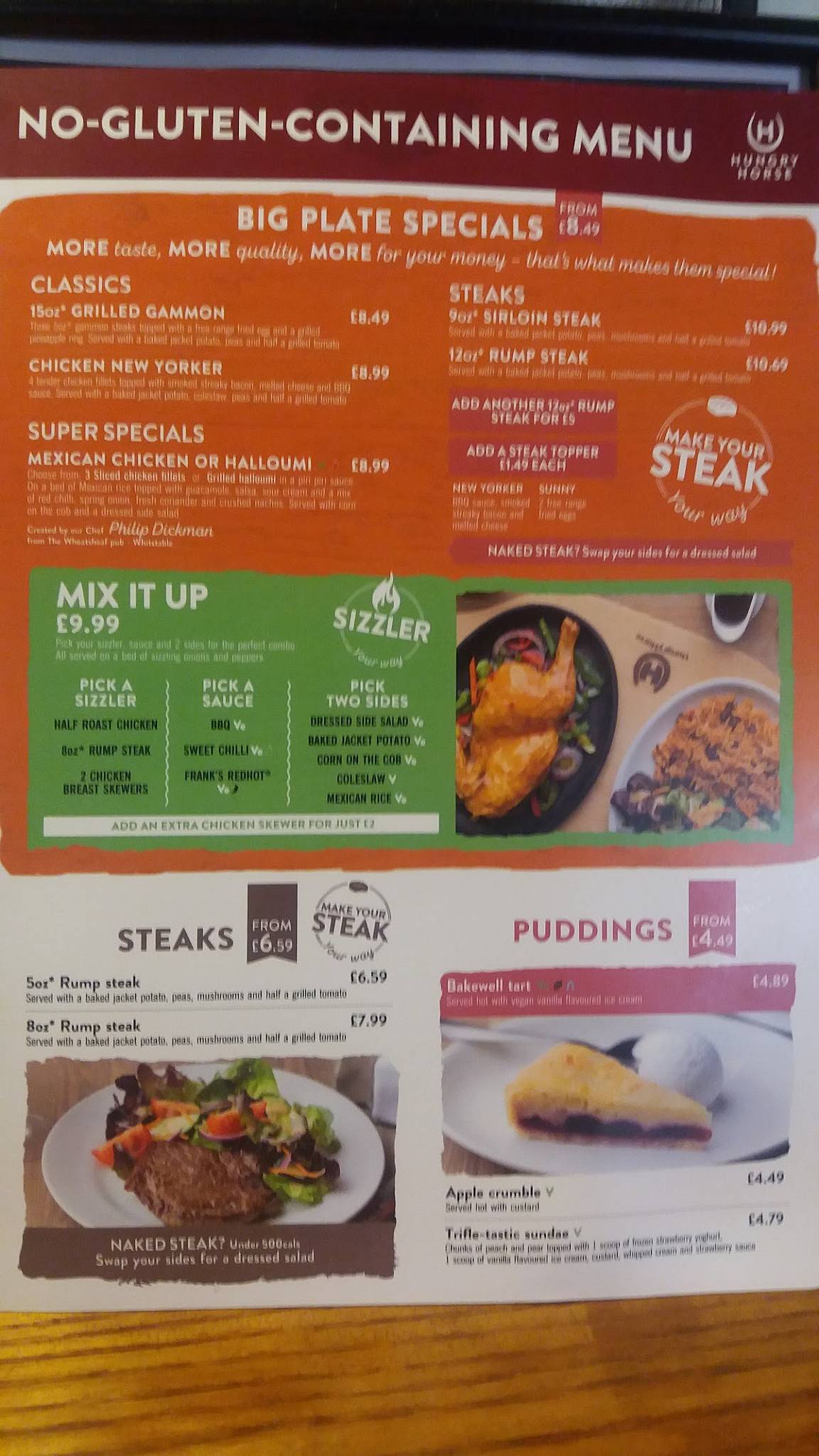 Menu at Rake Hall pub & bar, Chester