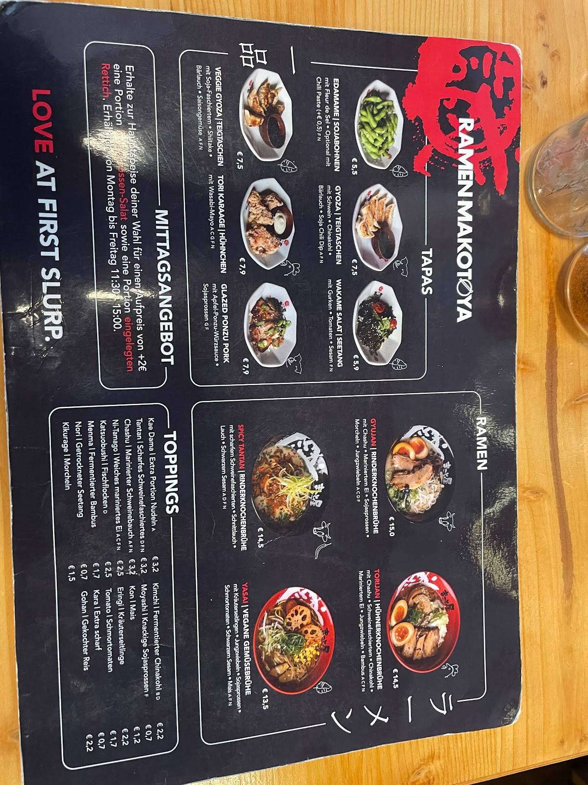 Speisekarte von Ramen Makotoya LANDSTRASSE restaurant, Wien
