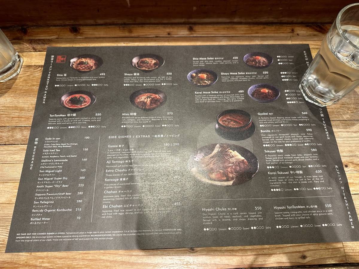 Menu at Ramen Yushoken Cebu restaurant, Mandaue City, G/F