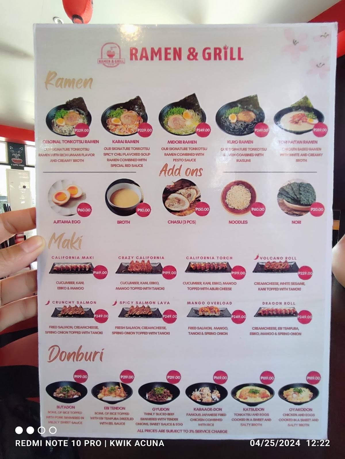 Carta del restaurante Ramen & Grill Station, Capas