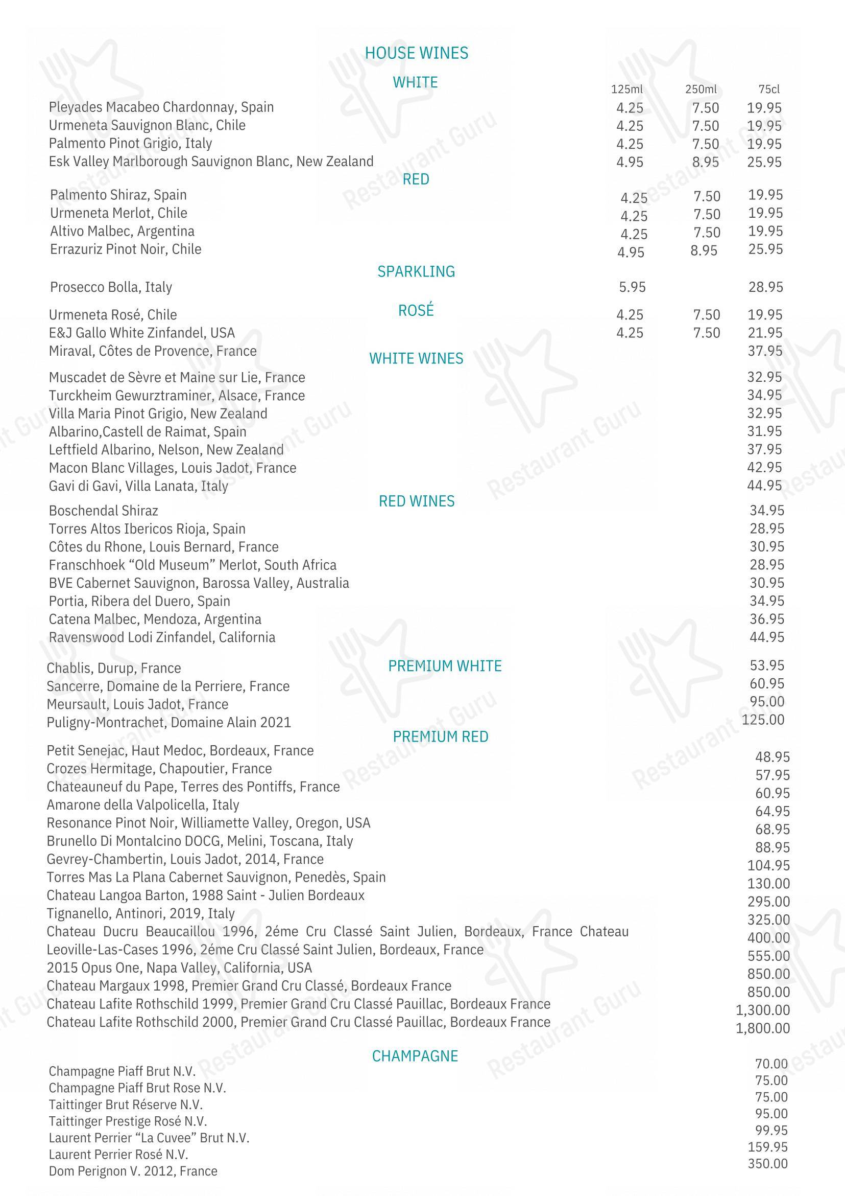 Menu at Ramore Wine Bar, Portrush