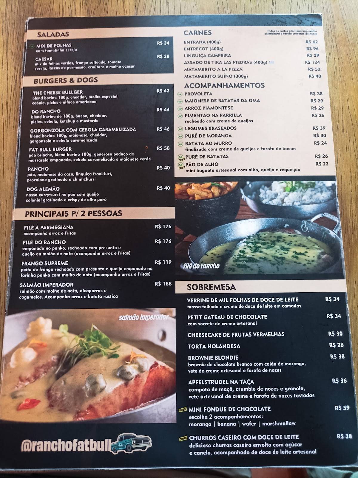 Carta del restaurante Rancho Fat Bull, Ivoti