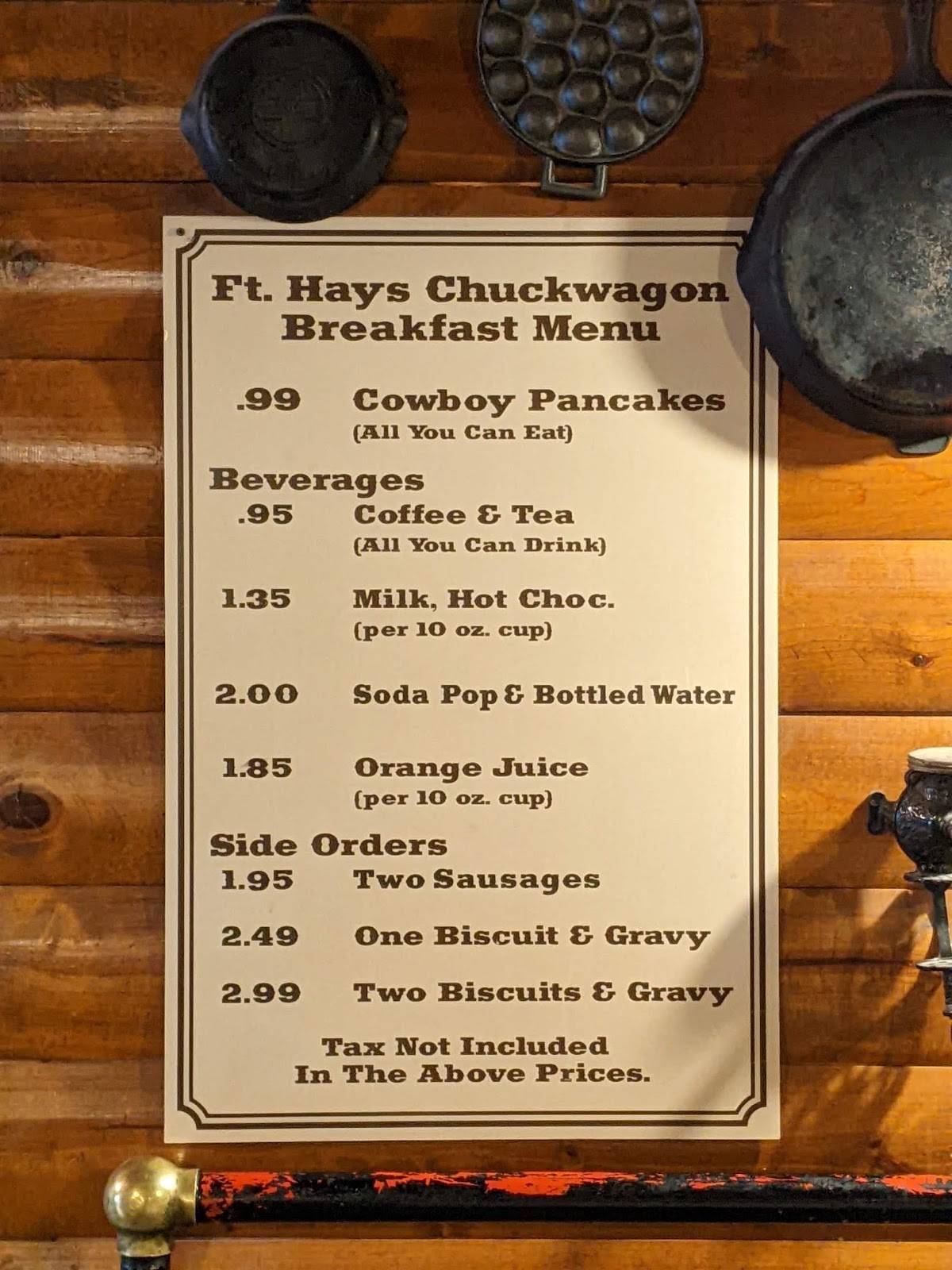 Menu at Fort Hays Chuckwagon Supper & Show restaurant, Rapid City, Fort ...