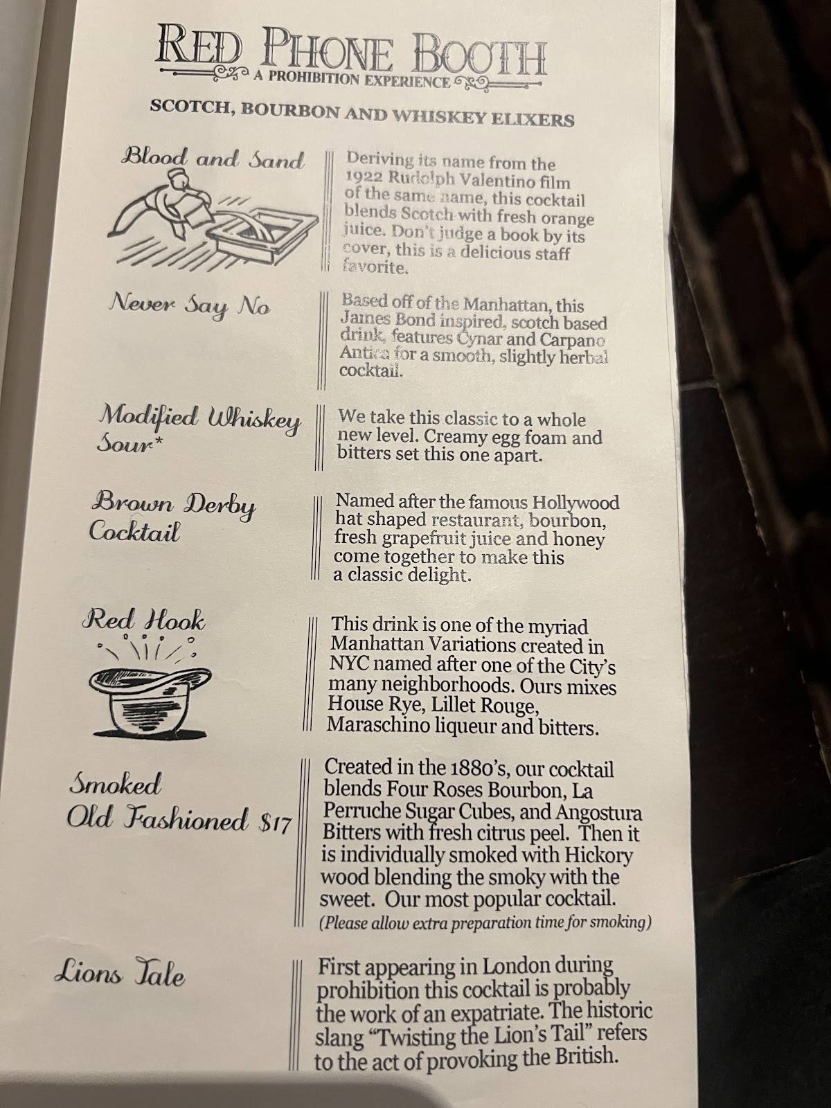 Menu at Red Phone Booth - Nashville pub & bar, Nashville
