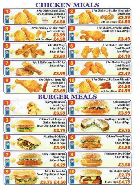 Menu at Red Rooster Fried Chicken fast food, London, 113 The Broadway