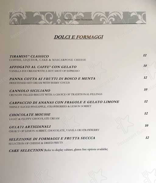 Menu at Mamma's Italian Restaurant, Redcliffe