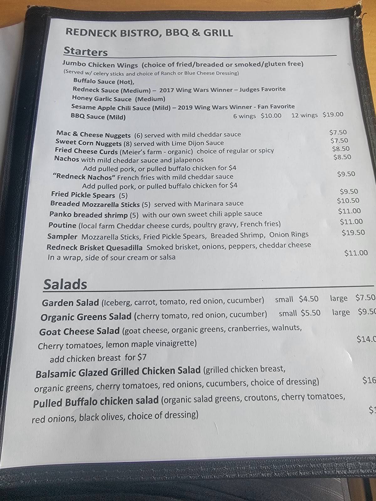 Menu at Redneck Bistro BBQ, Lake Placid, Saranac Ave
