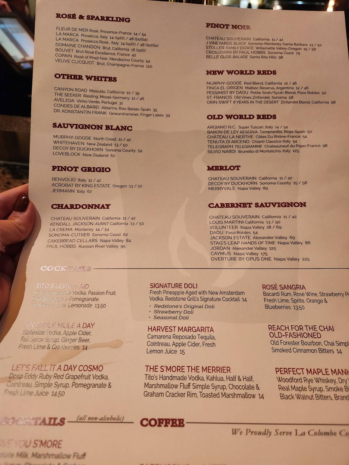 Menu at Redstone American Grill restaurant, Evesham Township, 500 NJ-73