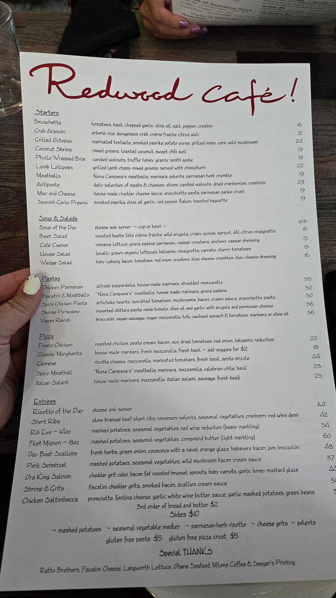 Menu at Redwood Café pub & bar, Modesto, Dale Rd