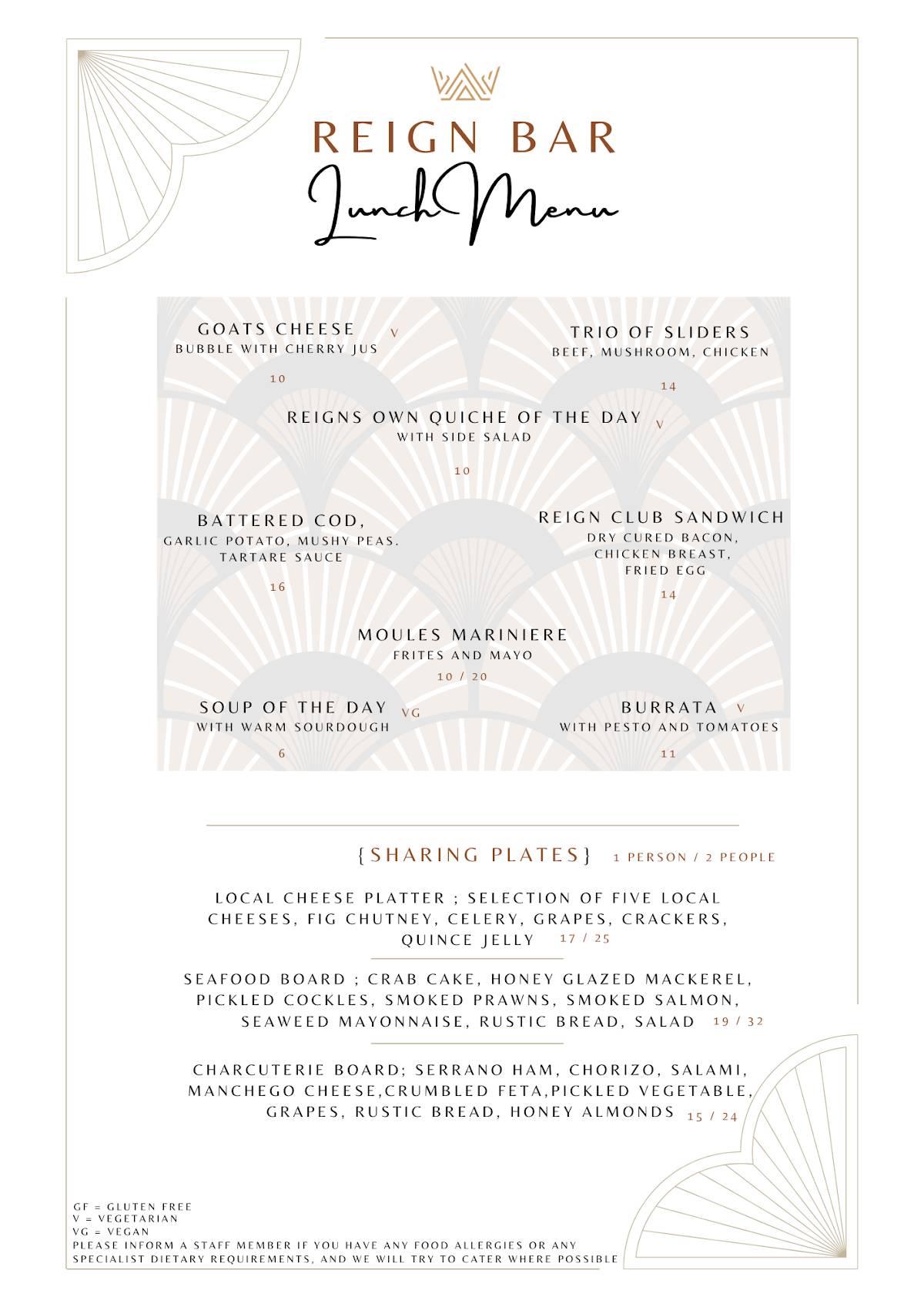 Menu at Reign Bar and Lounge, Broadstairs
