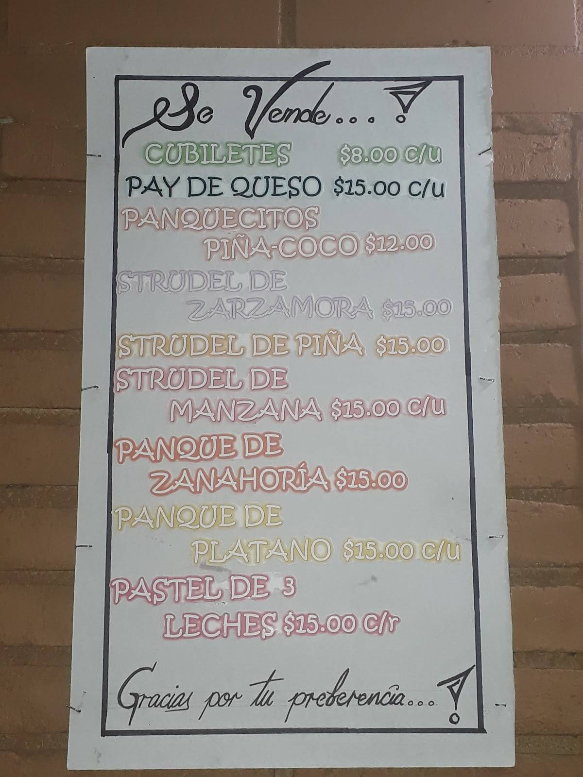 Menu at Reina restaurant, Mexico, San Jose del Pacífico