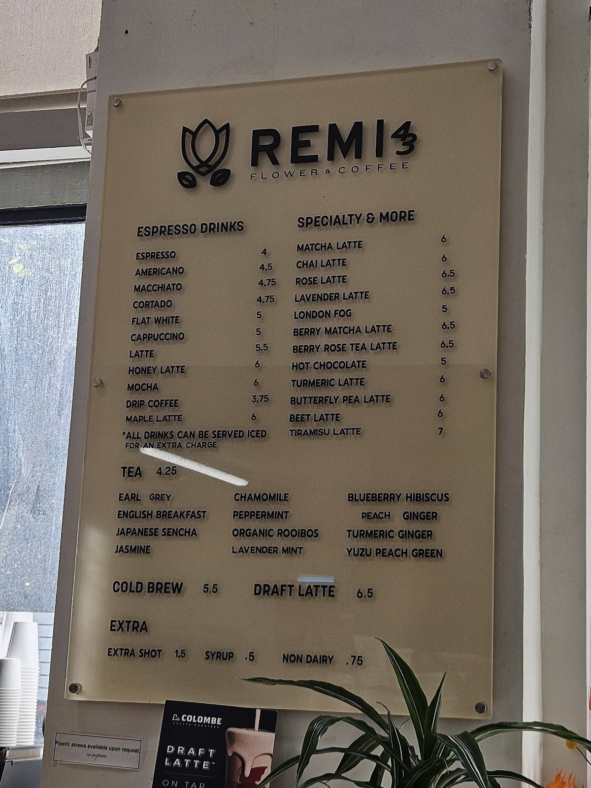 Menu at Remi43 Flower & Coffee restaurant, New York City