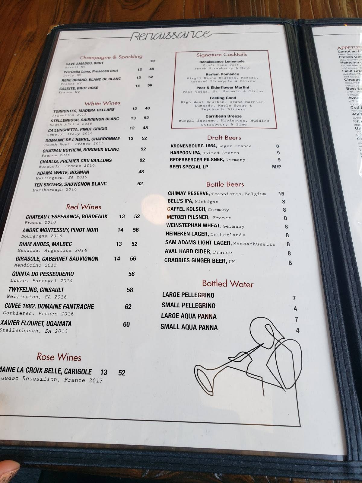 Menu at Renaissance Harlem restaurant, New York City, Adam Clayton ...