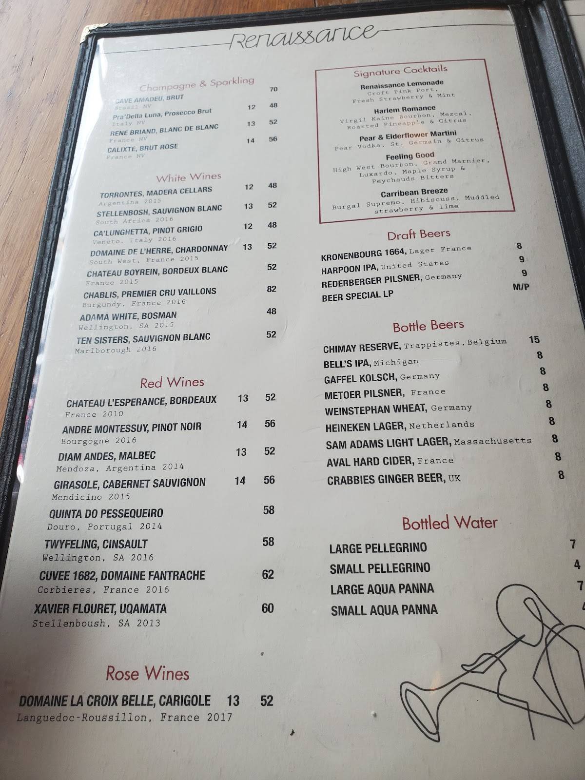 Menu at Renaissance Harlem restaurant, New York City, Adam Clayton ...