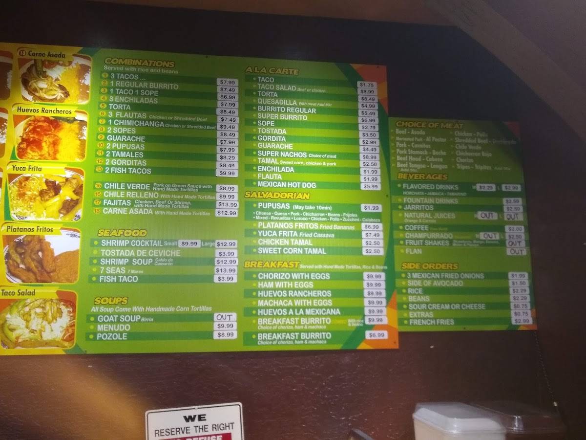 Menu at El Paisano restaurant, Reno, E Plumb Ln