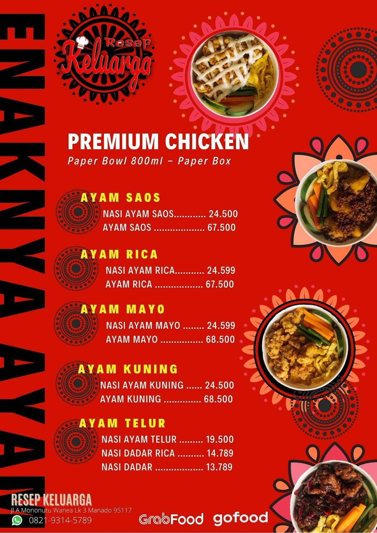Menu at Resep Keluarga restaurant, Manado