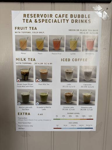 Menu at Reservoir Cafe, Birmingham, 1 Leslie Rd